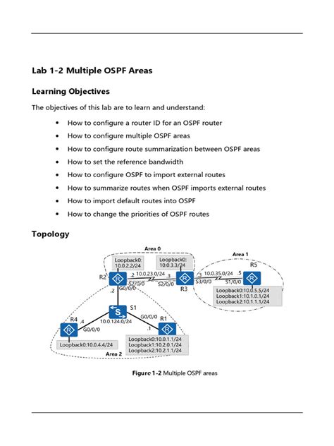 lab 1 2 multiple ospf areas pdf routing network protocols