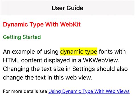 Using Dynamic Type With Web Views