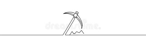 Continuous Line Drawing Art Pickaxe Tool Mining Pickaxe Concept Stock