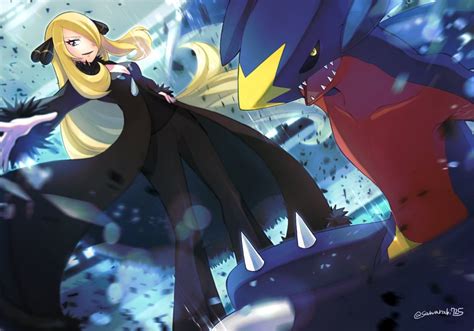 Cynthia And Garchomp Pokemon And More Drawn By Sawarabi Sawarabi Danbooru