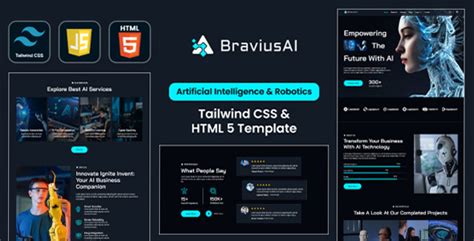 braviusai ai and robotics tailwind css template by evonicmedia