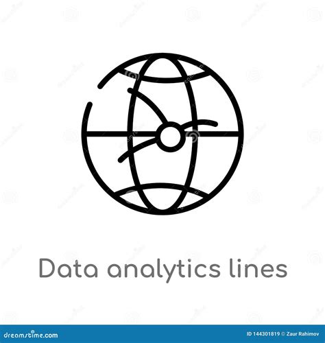 Outline Data Analytics Lines On Spherical Grid Vector Icon Isolated Black Simple Line Element
