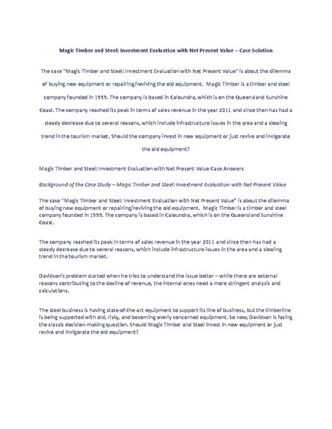 Optional Assignment Solution Guide Magic Timber And Steel