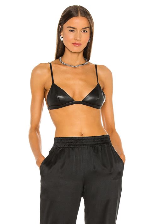 Fleur Du Mal Faux Leather Triangle Bra In Black Revolve