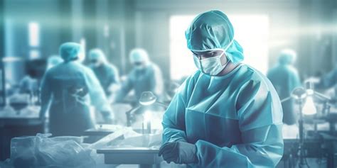 premium photo surgeons in operating room at hospital with ai generated