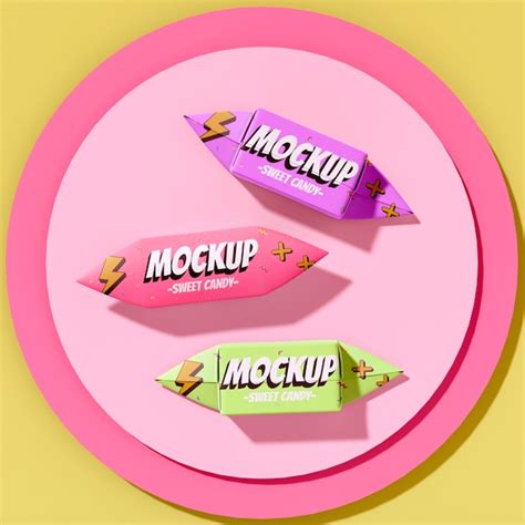 Premium Psd Individually Wrapped Candy With Podium