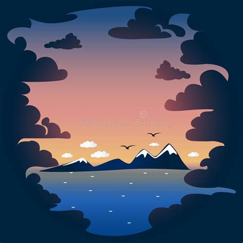 Evening Clouds And Sunset In The Sea Stock Vector Illustration Of