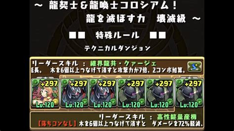【パズドラ】龍契士龍喚士コロシアム 隠しボス対応 ゲルググ自陣2体 ずらし編成 Youtube