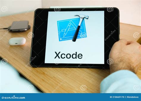Apple Xcode Logo On The Screen Of Ipad Tablet March 2021 San Apple Xcode Logo On The Screen Of Ipad Tablet March 2021 San