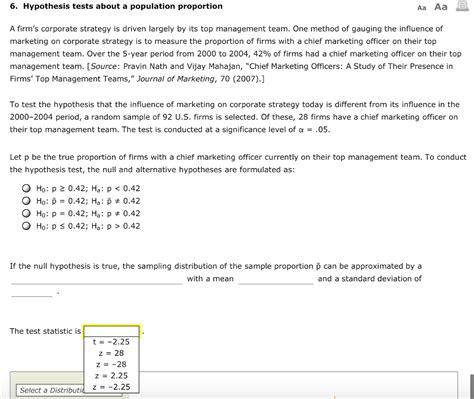 Solved 6 Hypothesis Tests About A Population Proportion A