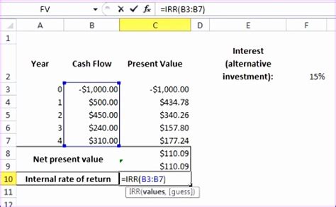 Internal Rate Of Return Excel Template Excel Templates Excel Templates