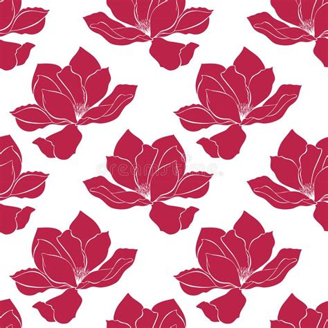 Viva Magenta Color Of The Year 2023 Pattern With Magnolia Stock