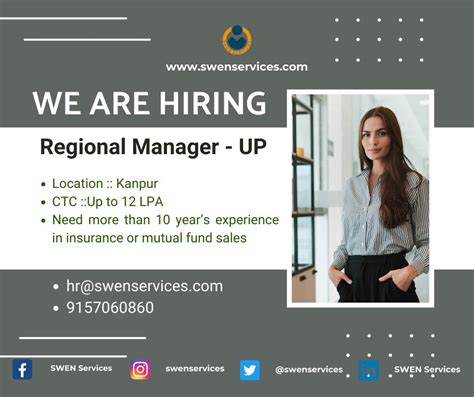 Swen Services On Linkedin Hiringalert Regionalmanager Kanpurjobs