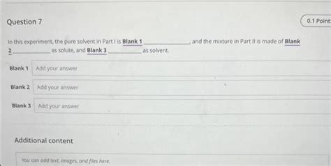 In This Experiment The Pure Solvent In Part I Is