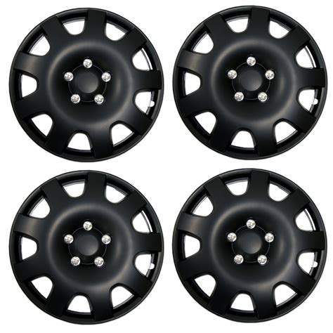 TuningPros WSC B Set Of Matte Black Hubcaps Hub Caps Wheel Skin Cover Inches