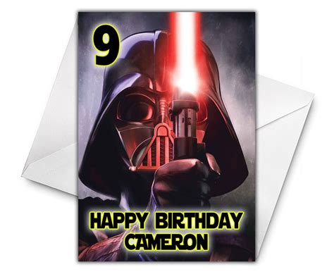 Darth Vader Personalised Birthday Card Star Wars Greetings Etsy