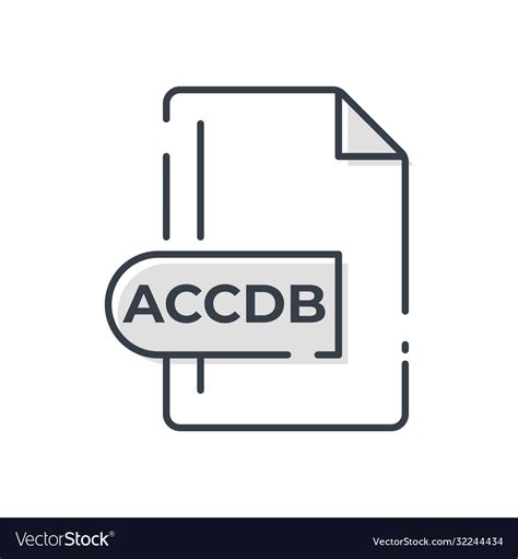 Accdb File Format Icon Extension Line Royalty Free Vector
