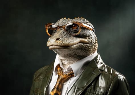 Premium Ai Image Portrait Of Crocodile With Sunglasses Wearing
