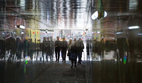 City Of London People S Silhouettes In Construction Site Tunnel At