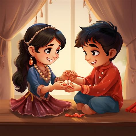 Premium Ai Image Illustration Of Brother Sister Love Bond Sister Tying Rakhi On Broth