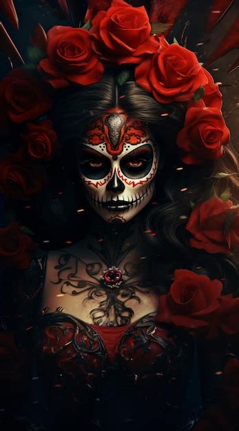 Premium Ai Image Young Girl In The Image Of Santa Muerte Saint Death
