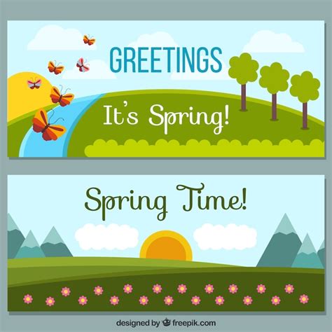 봄 초원 배너 무료 벡터