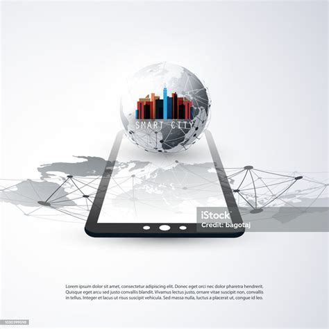 것 들 디자인 컨셉의 스마트 시티 모바일 네트워크 인터넷 0명에 대한 스톡 벡터 아트 및 기타 이미지 0명 3차원 형태