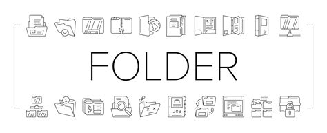Folder Paper Business File Empty Icons Set Vector Vector Art At Vecteezy
