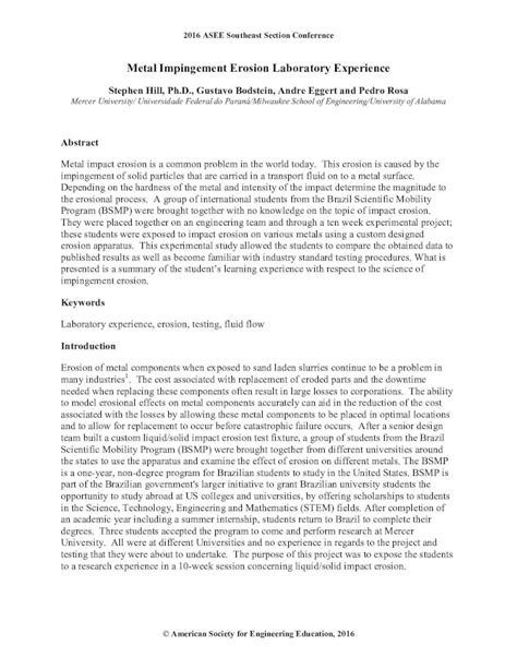 Pdf Metal Impingement Erosion Laboratory Experience · 2018 8 17 · Metal Impact Erosion Is A