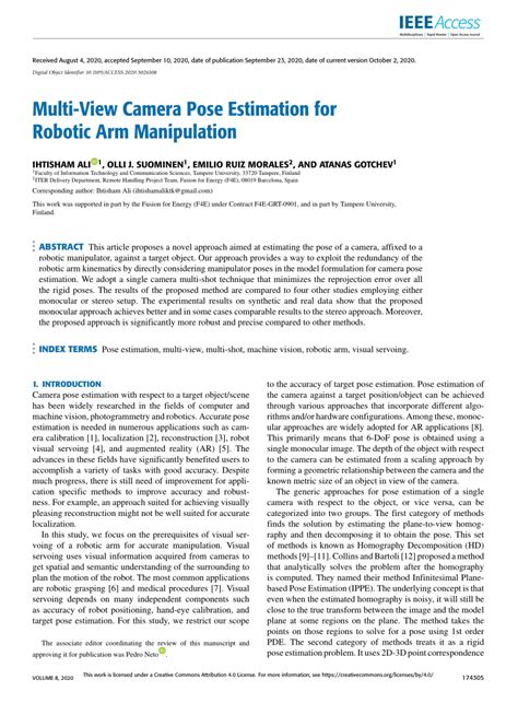 Pdf Multi View Camera Pose Estimation For Robotic Arm Manipulation