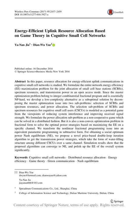 Energy Efficient Uplink Resource Allocation Based On Game Theory In