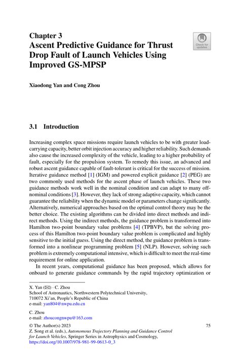 Pdf Ascent Predictive Guidance For Thrust Drop Fault Of Launch Vehicles Using Improved Gs Mpsp