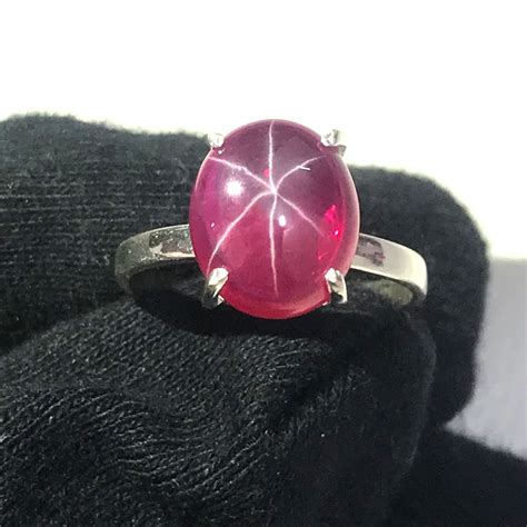 Very Nice Red Star Ruby Gemstone Ring 925 Solid Sterling Silver Ring