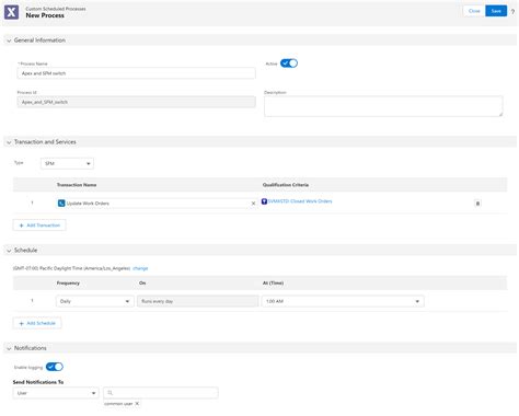 Configuring Scheduled Sfm Process