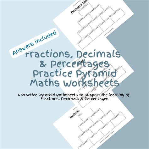 Fractions Decimals Percentages Maths Practice Pyramid Worksheets Free
