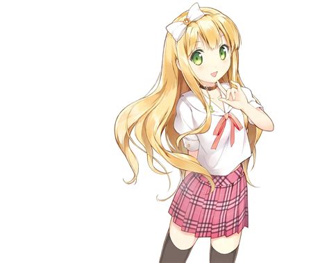 Azuki Azusa Blonde Hair Bow Collar Green Eyes Headband Hentai Ouji To