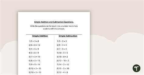 Simple Addition Subtraction Worksheets