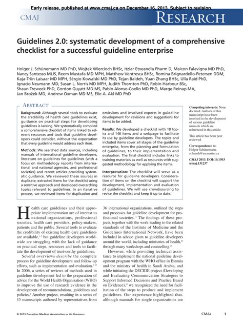Pdf Guidelines 2 0 Systematic Development Of A Comprehensive Checklist For A Successful