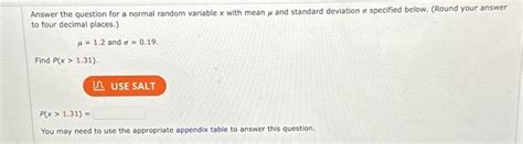 Solved Answer The Question For A Normal Random Variable X