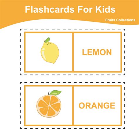 conjunto vectorial de tarjetas flash de colecciones de frutas tarjetas didácticas imprimibles