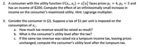 solved a consumer with the utility function u x1 x2 x12x23