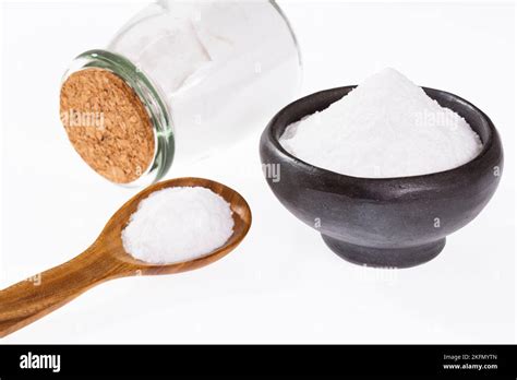 Baking Soda Sodium Bicarbonate Top View Photo On White Background
