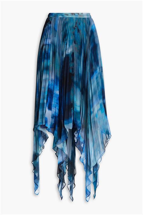 Altuzarra Pleated Tie Dyed Chiffon Maxi Skirt In Azure Modesens