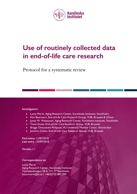 Pdf Use Of Routinely Collected Data In End Of Life Care Research