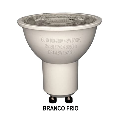 Lampada Led Gu10 Dicroica Mr16 4 8w Branco Frio Luz Branca Ou