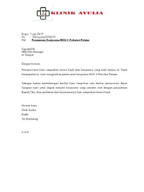 Proposal Mcu Psikotest Pelajar Klinik Ayulia Pdf