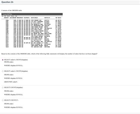 Question Contents Of The ORDERS Table Based On The Chegg