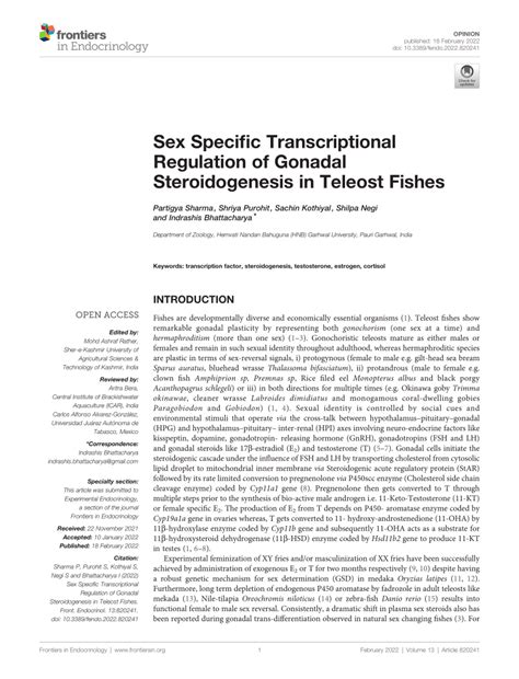 Pdf Sex Specific Transcriptional Regulation Of Gonadal