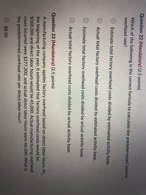 Solved Question 22 Mandatory 2 5 Points Which Of The