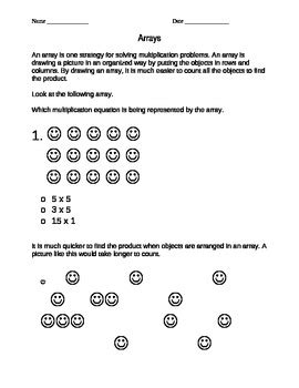 More Practice With Arrays Packet By Amy Brown Tpt